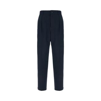 Valentino Garavani Homme, Pantalons, Bleu, Taille: XL Pantalons En Gabardine De Coton Avec Broderie Vlogo