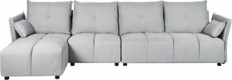 Beliani Ecksofa Hellgrau Stoffbezug mit Chaiselongue Rechts 4-Sitzer L-Form Viele Kissen Niedrige Sitzh&ouml;he Freistehend Modern Wohnlandschaft Wohnzimmer