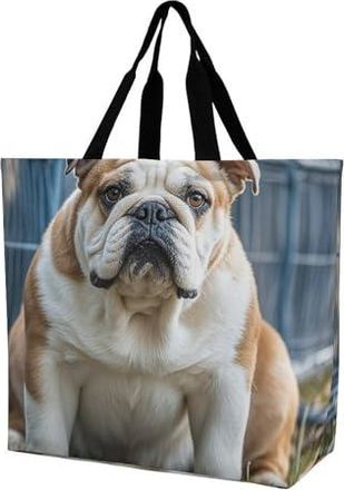 Generic Bouledogues Anglais Sac Fourre-Tout Pliable Tote Bag Imperm&eacute;able Sac Cabas Pour Travail Shopping Quotidienne