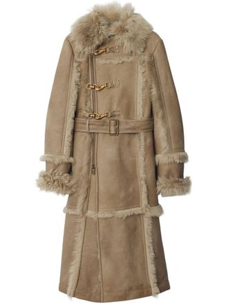 Burberry manteau en peau lain&eacute;e - Tons neutres