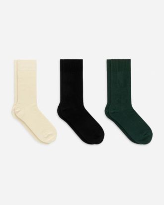 Arket Gerippte Socken Aus Supima-Baumwolle 3er-Pack -Gr&uuml;n