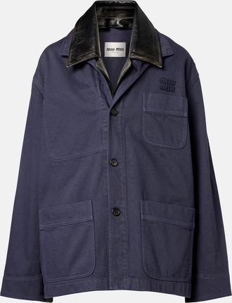 Miu Miu Veste oversize en gabardine de coton et cuir