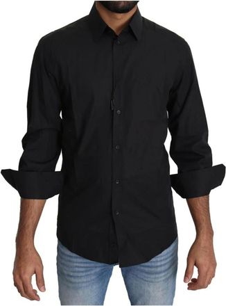 Dolce & Gabbana Homme, Chemises, Noir, Taille: S Classic Fit Long Sleeve Shirt