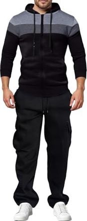 Generic Surv&ecirc;tement de sport pour homme - Ensemble complet &agrave; capuche et fermeture &eacute;clair - Ensemble deux pi&egrave;ces - Sweat &agrave; capuche d&eacute;contract&eacute; - Pantalon de jo