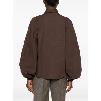 Closed Organic Cotton Balloon Sleeve Shirt - Brown