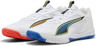 Puma Unisex Accelerate Pro 4 Game on Hallenturnschuh, Wei&szlig;, leuchtendes Rot, Ultrablau, 38.5 EU