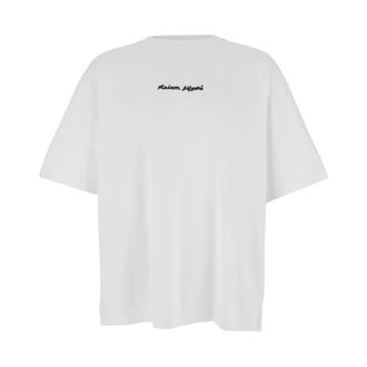 Maison Kitsun&eacute; Line Handwriting Oversized T-Shirt - - Tops - Herren - Wei&szlig; - S