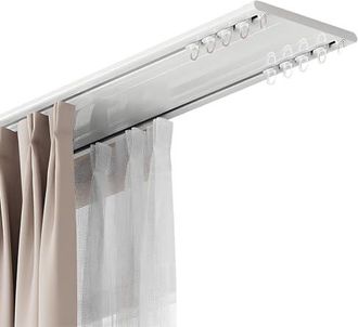 Generic Rails de Rideau au Plafond &agrave; Rideaux &agrave; Double, Tringle de Rideaux &agrave; Rails &agrave; Double Rang&eacute;e, 1-6m Rails Plafond Rideau en Aluminium pour Salon Chambre &agrave;