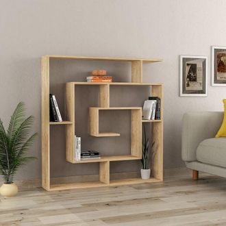 Decortie Decortie - Labirent Modernes B&uuml;cherregal Raumteiler Eiche Natur Effekt Medium 129cm - Oak
