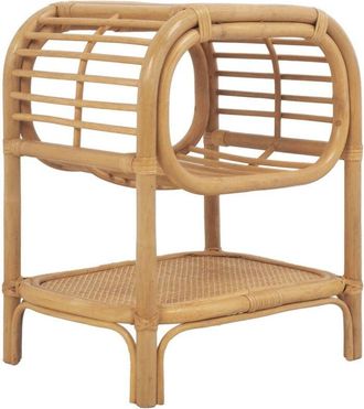 Sweeek Sweeek - Table de chevet rotin naturel courb&eacute; 1 &eacute;tag&egrave;re 1 niche l 40 x p 30 x h 50cm - Serang