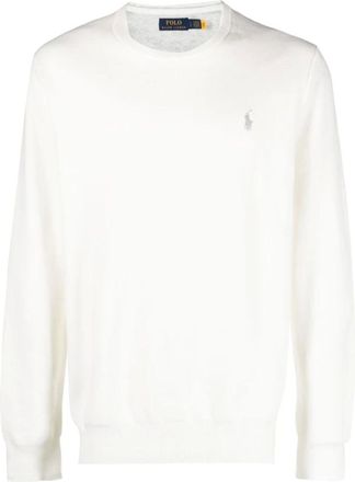 Ralph Lauren Homme, Pulls, Blanc, Taille: XL Pull en maille nid dabeille avec poney brod&eacute;