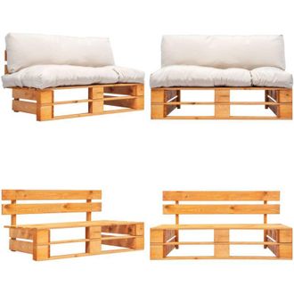 vidaXL Outdoor-Sofa Paletten mit Kissen in Sandfarben Kiefernholz - Gartensofa - Holz Sofa - Palettensofa - Gartenm&ouml;beln - Balkonm&ouml;bel - Home & Living
