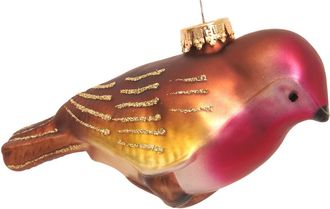 Krebs Glas Lauscha Weihnachtsdekoration/Christbaumschmuck aus Glas - Rotkehlchen - Farbe: Rot/Gold Verlauf - Gr&ouml;&szlig;e: ca. 10 cm