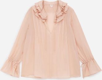 Arket Bluse Mit R&uuml;schenkragen -Beige