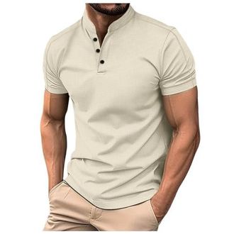 Generic Polo &agrave; manches courtes pour homme - &Eacute;t&eacute; d&eacute;contract&eacute; - Couleur unie - Chemises de vacances, kaki, XXL