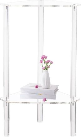 Generic Acryl Beistelltisch - 34x34x50cm, transparent, klar, Dreieck, modern, vielseitig | 2-ter klarer Ecktisch mit sicherem Material für Kaffee, Wohnzimmer,