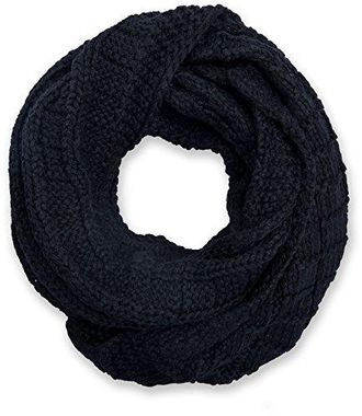 styleBREAKER écharpe loop tricotée à carreaux, mailles fines unies, écharpe dhiver, unisexe 01018154, couleur:Noir