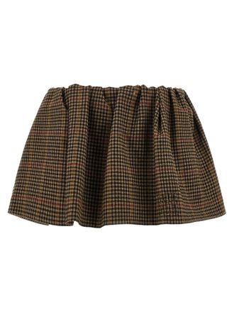Miu Miu Houndstooth Virgin Wool Skirt - Brown