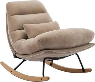 Vente-Unique Fauteuil &agrave; Bascule en Tissu Taupe RELIACO - Scandinave