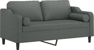 vidaXL Vidaxl - Canap&eacute; droit 2 places gris fonc&eacute; 140 cm - Tissu polyester - Coussins d&eacute;coratifs inclus - Charge max 110 kg par si&egrave;ge