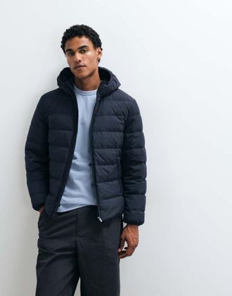 Mango Pufferjacke mit Kapuze in Marineblau