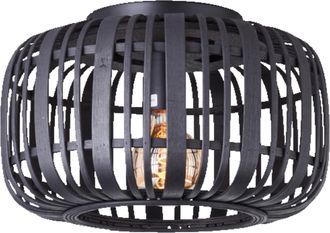 Lightbox Deckenlampe | 22 cm H&ouml;he, &Oslash; 32 cm | dimmbare Boho Deckenleuchte mit Bambus-Schirm & besonderem Lichteffekt | E27 Fassung | f&uuml;r das Wohnzimmer | aus Me