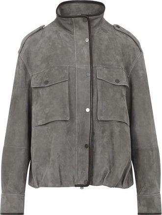 Brunello Cucinelli Blouson En Cuir - Gris