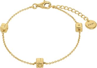 Joop Armband 925 Sterling Silber Damen Armschmuck, mit Zirkonia synth., 17+3 cm, Wei&szlig;, W&uuml;rfel, Kommt in Schmuck Geschenk Box, 2038952