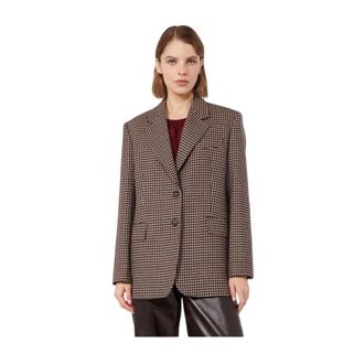 Max Mara Blazer en laine m&eacute;lang&eacute;e &agrave; chevrons - Femme - Vestes - Bleu - Taille: 38 FR