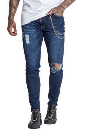 Gianni Kavanagh Herren Dark Blue Rebirth Jeans, Dunkelblau, XL