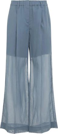 Brunello Cucinelli Femme, Pantalons, Bleu, Taille: 40 FR Pantalon en organza