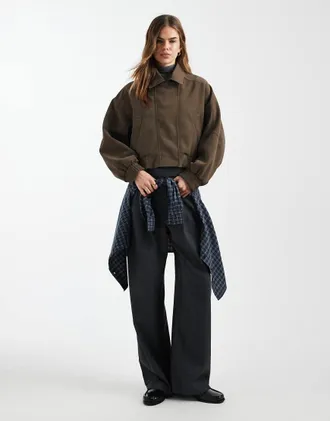 Asos Bomber style motard imitation cuir - Moka-Brown