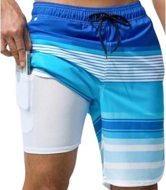 Generic HUIWDP Short de bain d&eacute;t&eacute; tendance en polyester pour homme S&eacute;chage rapide Taille &eacute;lastique Pantalon de plage Traje De Ba&ntilde;o, A20, 3XL