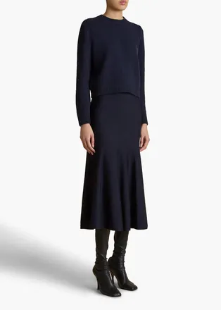 Khaite Womens Pull Leta En Maille Cachemire Bleu Blue Sweater
