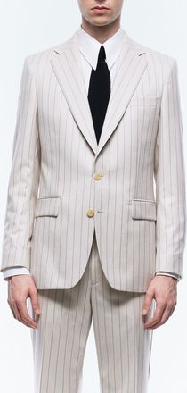 Fursac Veste de costume en laine &agrave; rayures - Taille 44 - Homme