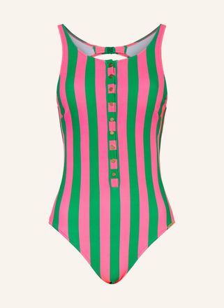 Watercult Watercult Badeanzug Stripe Energy Mit Cut-Out rosa