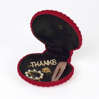 doiy Schmuckkästchen für Frauen - Schmuckorganizer - Design in Muschelform - Elegant und praktisch - Mit Samt überzogen - Rot - 12,6x12,8x5 cm