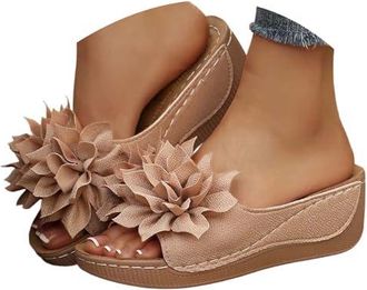 Generico Sandales d&eacute;t&eacute; &agrave; plateforme enfiler bout ouvert talon fleurs respirantes d&eacute;contract&eacute;es chaussures plage femme confortables (37)