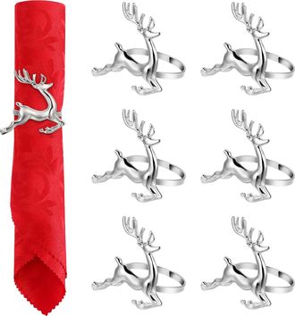 BESTOYARD 6 St&Uuml;Cke Weihnachten Rentier Servietten Ringes, 5.5cm Hirsch Serviettenhalter Rentier Serviettenschnalle, Weihnachtsdeko F&uuml;R Hochzeit, Bankett Und K&uuml;C