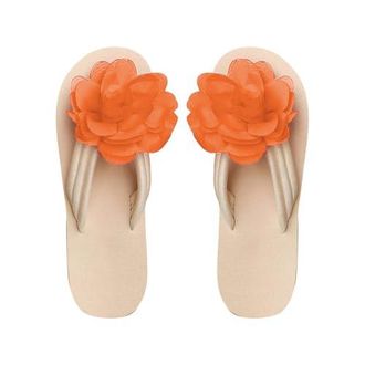 Generic Sandales dété pour femme - Avec semelle intérieure - Tongs avec fleurs plates - Chaussures dété bohème - Chaussures de plage élégantes - Antidérapante