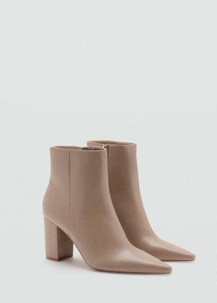 Mango Bottines pointues talon bloc &eacute;cru - Femme - 42 - MANGO