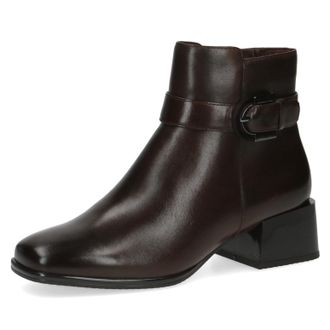 Caprice Damen Stiefeletten mit Absatz aus Leder Kleiner Absatz Weite G, Braun (Dk Brown Nappa), 38 EU