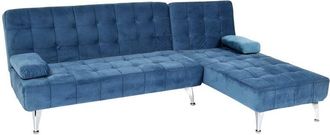 Hhg neuwertig] Schlafsofa 729, Couch Ecksofa Sofa, Liegefl&auml;che links/rechts Schlaffunktion 236cm Samt blau
