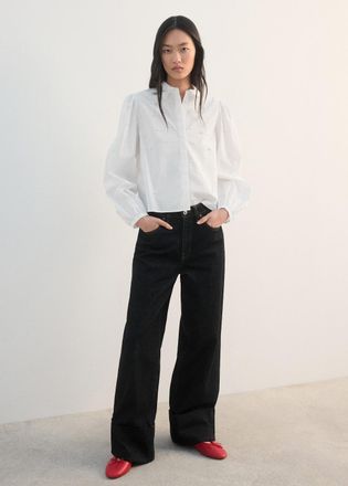 Mango Blouse perles manches bouffantes blanc - Femme - XL - MANGO