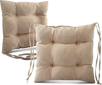 MG Design 2er-Set Stuhlkissen 40x40 cm beige - Stuhlkissen mit B&auml;ndern, Steppkissen, Bodenkissen - Sitzkissen f&uuml;r Gartenstuhl, f&uuml;r Indoor und Outdoor, Outdoor S