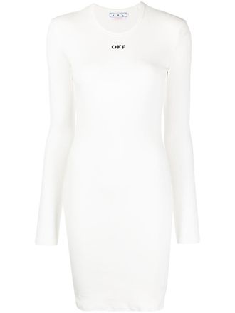 Off-white robe courte &agrave; logo imprim&eacute; - Blanc