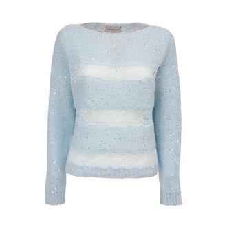 Ermanno Scervino Femme, Pulls, Bleu, Taille: 34 FR Maille ras du cou