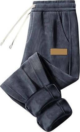 Generic Pantalon de survêtement chaud en velours côtelé doublé en polaire pour homme - Pantalon de survêtement confortable - Taille élastique - Pantalon décon