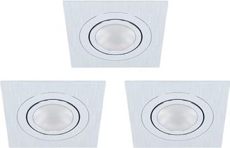 Eglo 3er-Set Einbaustrahler Areitio, Spots Set aus gebürstetem Aluminium, 3 Einbauleuchten mit GU10 Fassung, LED Leuchtmittel inklusive, Spot flach, schwen