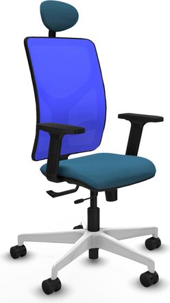 Piqueras y Crespo Computerstuhl mit 2D-Armen, h&ouml;henverstellbarer Lendenwirbelst&uuml;tze und festem Kopfteil, ausgestattet mit Syncro/Traslack und Schneideschaum, Blau/Petro